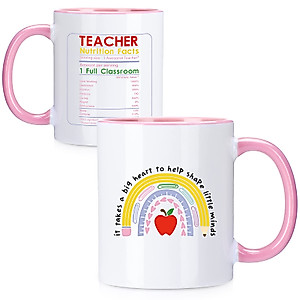Zopeal Teacher Gifts Coffee Mug It Takes A Big Heart Coffee Mug Teacher Appreciation Gifts Coffee Cups for Women Men Teacher Christmas Graduation End of Year Thank you Birthday Gifts(Pink, White)