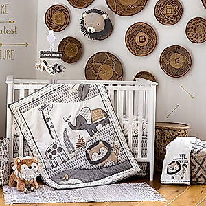 Levtex Baby - Tanzania Plush Blanket - Appliqued and Embroidered Lion on Cream Plush - You're Cute and I'm Not Lion - Cream, Tan and Charcoal - Nursery Accessories - Blanket Size: 30 x 40 in.