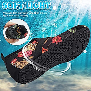 VIFUUR Womens Mens Water Shoes Barefoot Quick Dry Aqua Socks for Beach Swim Yoga Outdoor Sports SkullBlack-38/39