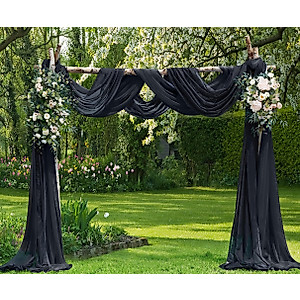 WARM HOME DESIGNS 2 Black Backdrop Curtain Bundle. 55 x 216 Inch Black Fabric or Black Curtain Backdrop for Black Wedding Decorations & Gothic Wedding Decor. ADS Black 216"