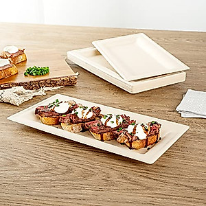 Restaurantware Pulp Safe No PFAS Added 10 x 5.1 Inch Rectangle Plates 100 Disposable Plates - Home Compostable Microwavable And Freezable Bagasse Plates For Hot And Cold Foods