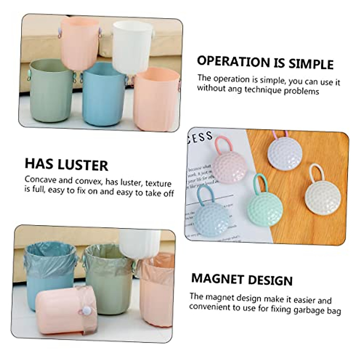 Levemolo 4pcs Bin Band Bathroom Anti-Drop Anti- Buckles Slip Clips Magnetic Can Adjustable Kitchen Grocery Buckle Fixation Blue Rubbish Bag Fasten for Holder Clamp Waste Creative Clip