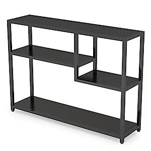 Tribesigns Console Table, Small Black Entryway Table with Storage Shelves, 43 Inch Vintage Entrance Table Behind Couch Table for Living Room, Entryway, Hallway, Foyer, TV Stand