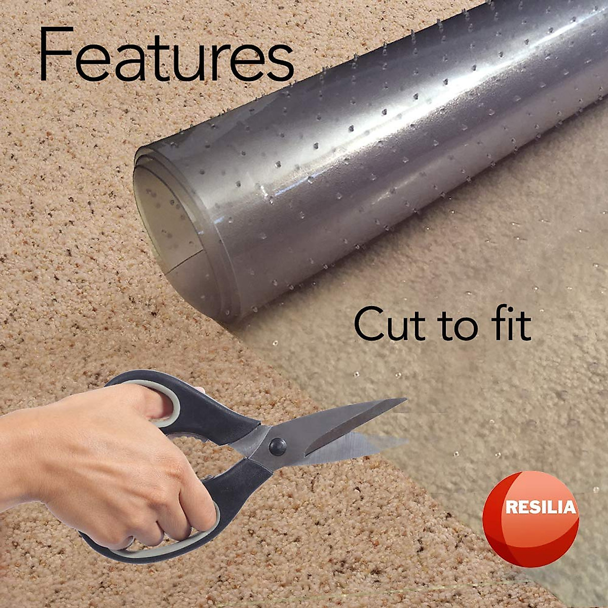 RESILIA - Deluxe Clear Vinyl, Plastic Floor Runner/Protector for Deep Pile Carpet - Textured Pattern, (36 Inches Wide x 6 Feet Long)