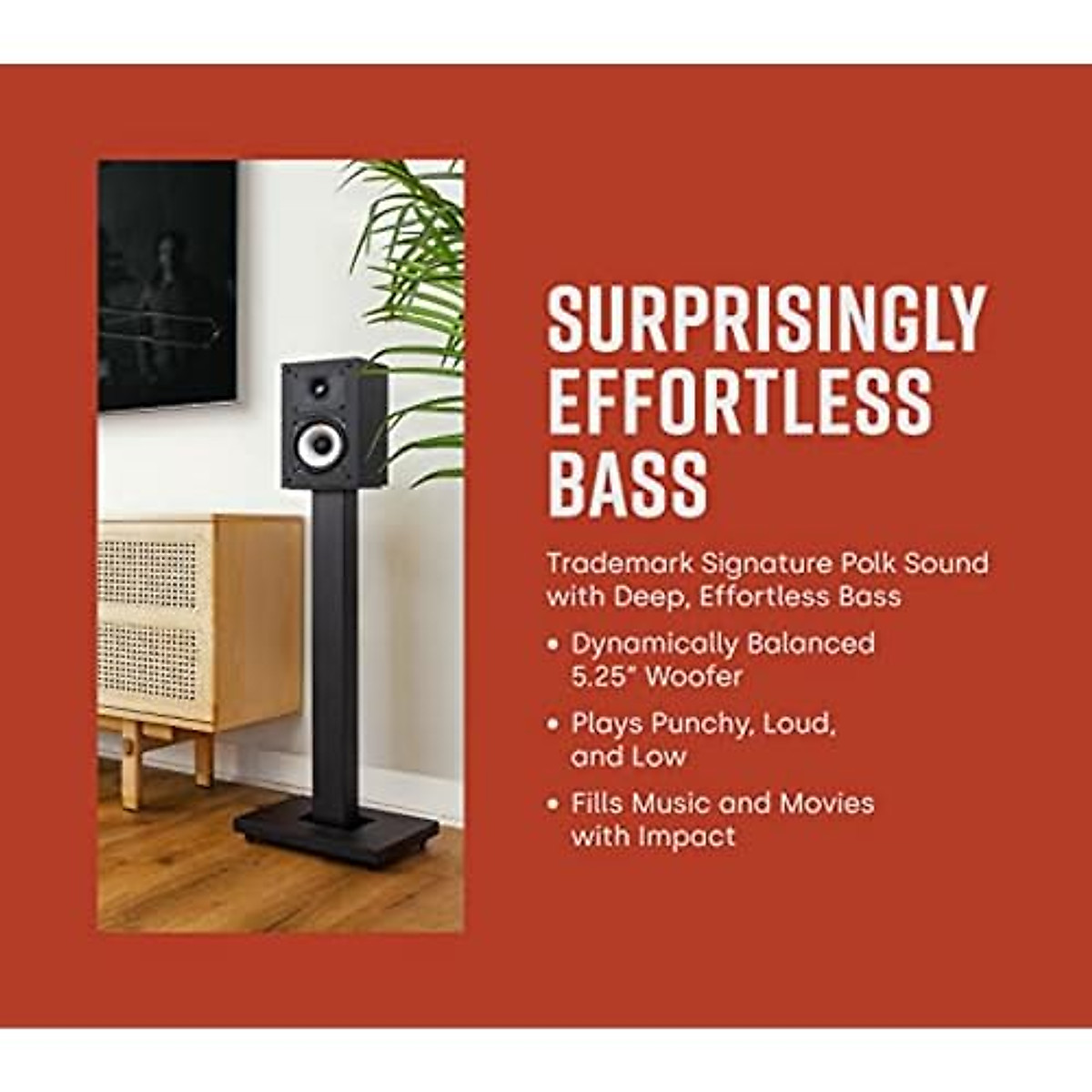 Polk Monitor XT15 Pair of Bookshelf or Surround Speakers - Hi-Res Audio Certified, Dolby Atmos & DTS:X Compatible, 1" Terylene Tweeter & 5.25" Dynamically Balanced Woofer (Pair, Midnight Black)