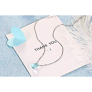 Sweet Blue Waterdrop Glowing Round Bead Pendant Necklace Artificial Crystal Glass Simple Sea Teardrop Necklace for Women-Waterdrop