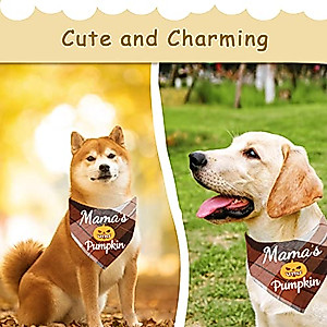 Fall Dog Bandana - Set of Washable Reversible Square Plaid Pet Kerchief Scarf for Halloween（Large）