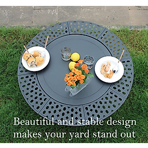 OutVue 36 Inch Fire Pit with 2 Grills, Wood Burning Fire Pits for Outside with Lid, Poker and Round Waterproof Cover, BBQ& Outdoor Firepit & Round Metal Table 3 in 1 for Patio, Picnic, Party