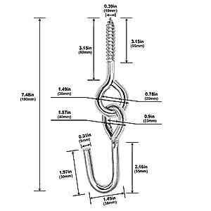 ROOITY Hammock Hooks & Hangers,2 Packs,Galvanized,Heavy Duty Anti-Rust Steel Accessories,Eye Bolt Screws Hanging Kit Hardware for Trees,Yoga Hammocks,Swing,Hammock Chair,Indoor,Outdoor