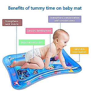 Baby Water Play Mat Water pad Can Be Used All Seasons for Infants Toddlers Early Development Activities Inflatable Tummy Time Water Mat for 3-48 Months Baby Toys Play mat for Baby's Stimulation Growth