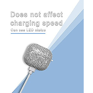 4in1 Bling Diamonds for AirPods 3 Case Cover Accessories Set Kit, Rhinestone PC for AirPods 3rd Generation Case for Women Girl w/ Cute Fur Ball Pompom Keychain/Crystal Bracelet/Lobster Clasp Keychain