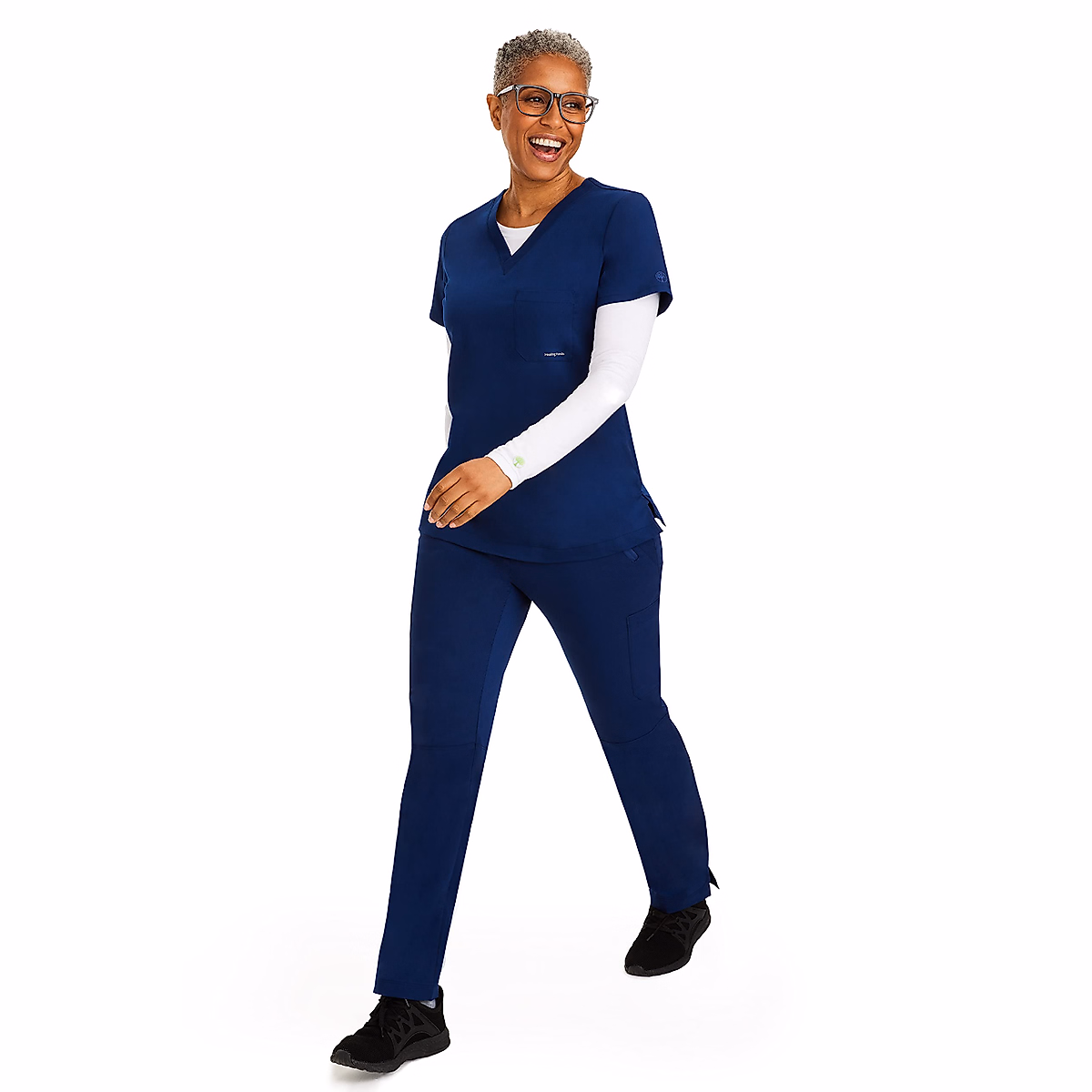 Healing Hands Women's Underscrub Soft Knit Melissa Longsleeve Scrub Tee with Breathable & Easy Care Fabric 5047, M, White