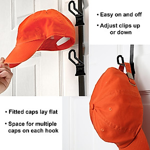 Perfect Curve CapRack18 Over-The-Door Hat Rack and Organizer |Baseball Cap Rack |Hat Rack Stand |Over The Door Hat Rack |Hat Rack For Door |Hat Rack For Closet |Two Straps |Holds Up To 18 Caps |Black