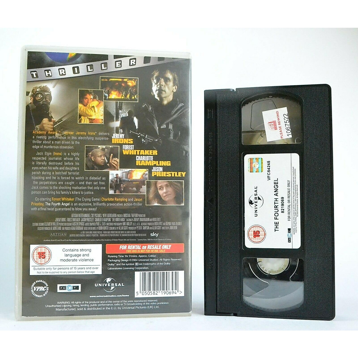 The Fourth Angel: British/Canadian Thriller - Jeremy Irons/Forest Whitaker - VHS