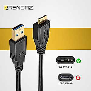 USB 3.0 Interface Cable, USB 3.0 A to Micro B Compatible w/Canon EOS-1D X Mark II, 7D Mark II, 5DS, 5DS R, EOS 5D Mark IV DSLR Nikon D5 D850 D810A D810 D500 FujiFilm GFX 50S, X-T2 Camera (10-Feet)