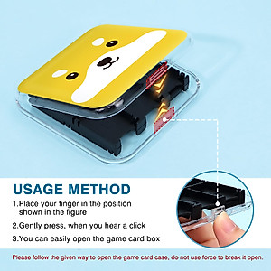 DLseego Game Card Case for Switch Lite/Switch/Switch OLED, Switch Game Cartridge Memory Card Portable Storage Box with 12 Game Card Slots and 2 Micro SD Card Slots and 1PCS Black Chain-Yellow Dog