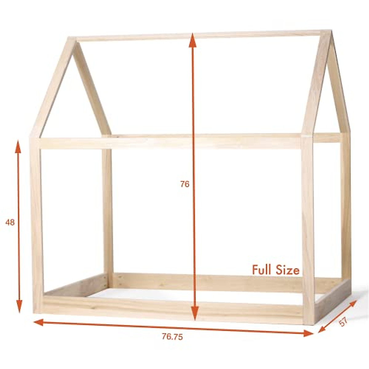 House Bed Frame Full Size Made in the USA - No Legs