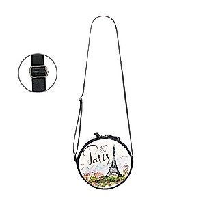 ALAZA Art Paris Eiffel Tower Painting Round Crossbody Bag Canvas Messenger Purse