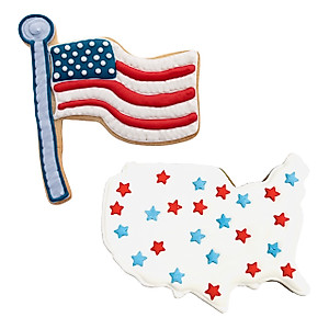 USA Cookie Cutters 2-Pc. Set Made in the USA by Ann Clark, USA Map, American Flag