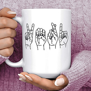 Customized ASL Name Coffee Mug Sign Language Fingerspelling Personalized Cup