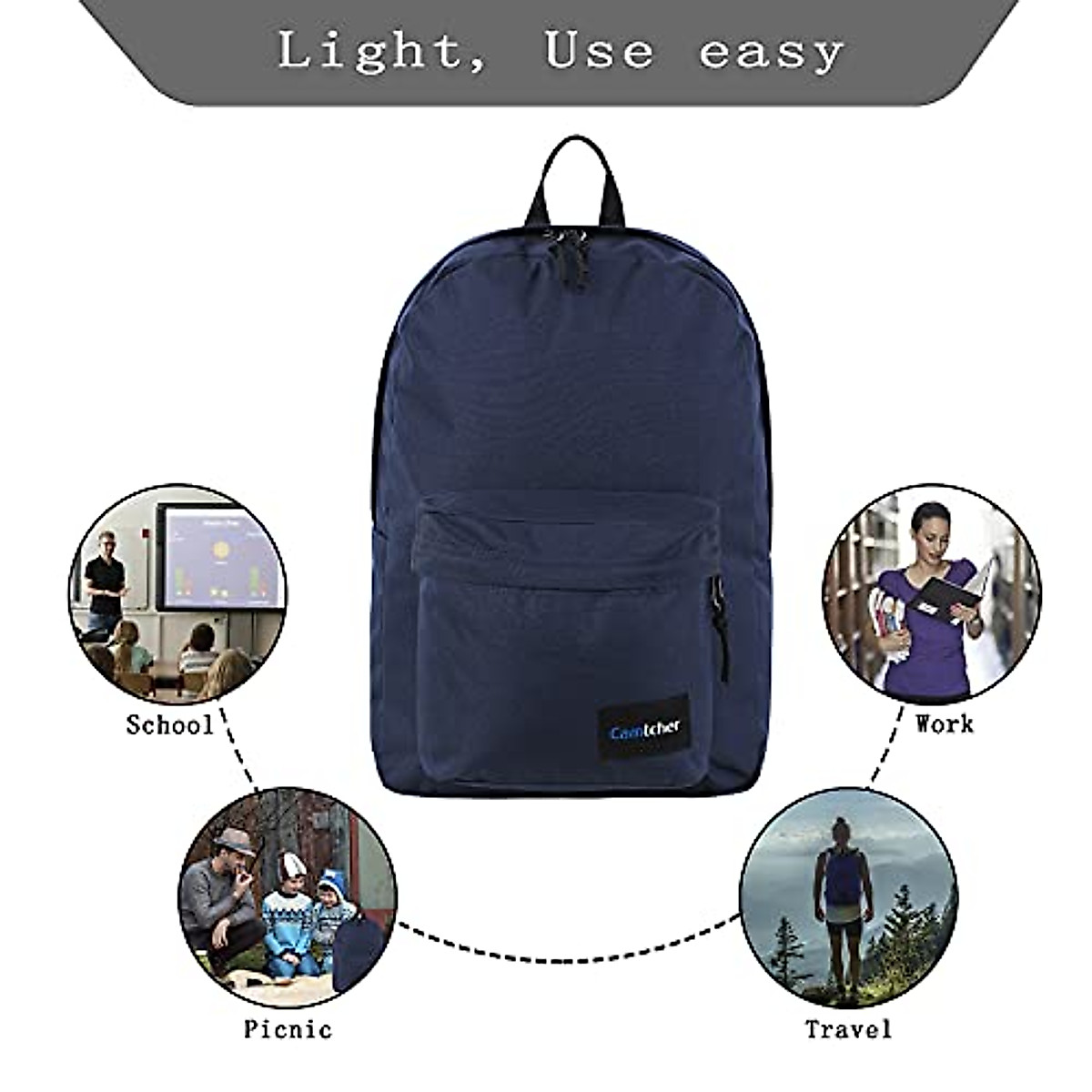 Casual Backpack Lightweight School Bookbag, Travel & Workbook bag for Men Women Student (Blue)