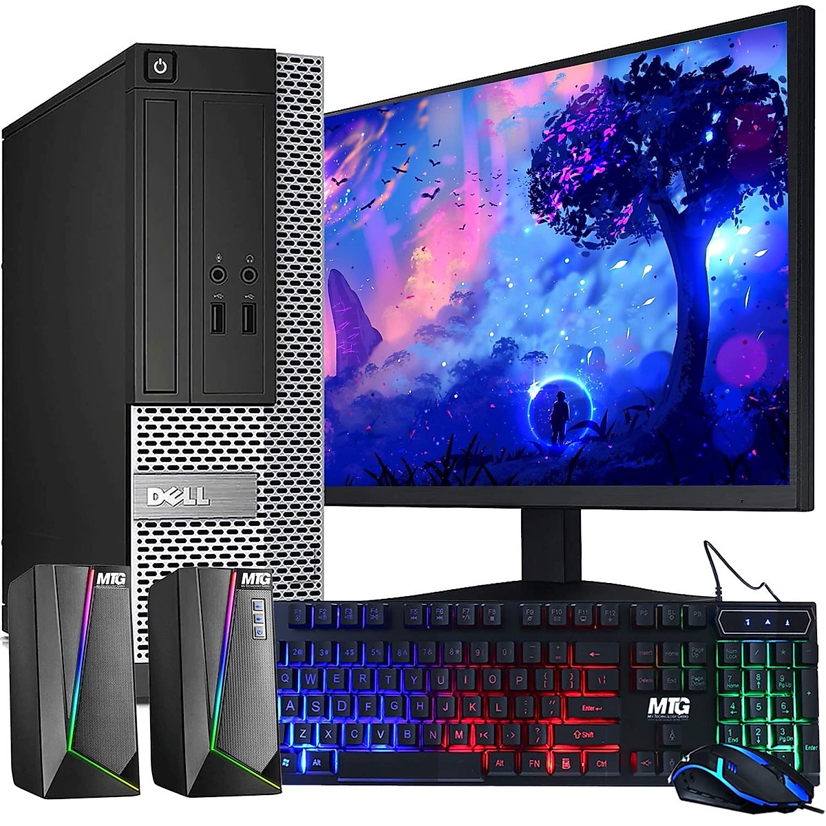 Dell OptiPlex Computer Desktop PC, Intel Core i5-3rd, 8GB RAM, 500GB HDD, MTG New 22 inch LED Monitor, RGB Keyboard and Mouse, WiFi, Windows 10 Pro (Renewed)