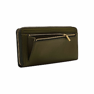 Fossil Women's Logan Leather Wallet RFID Blocking Zip Around Clutch with Wristlet Strap, Wine (Model: SL6533186)