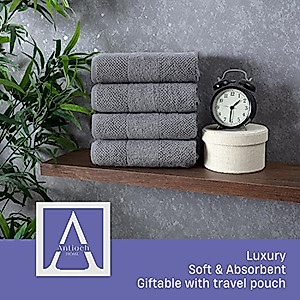 Antioch Home Bathroom Hand Towels, Hotel Quality & Fluffy & Absorbent & Soft & Fast Drying Turkish Hand Towels for Bathroom, 100% Cotton Turkish Hand Towel Set - [ 4 Pack – 16 x 28 inches ] - Grey