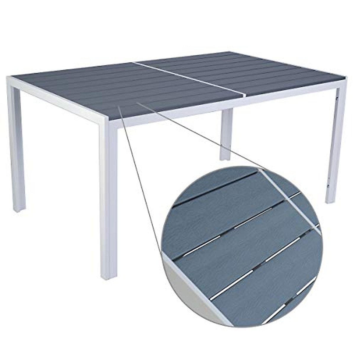 Kozyard Coolmen Outdoor Patio Indoor Dining Table Rectangle 35.6'x58.9' and Wood Like Laminate Table Top for 6 Person Porch Deck Garden (Grey)