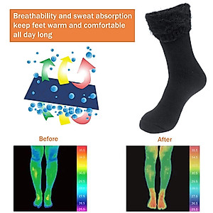 Thermal Socks for Men Thick Insulated Heated Socks Winter Warm Socks for Cold Weather, A-Black(4 Pairs)