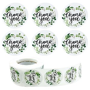 Thank You Stickers, 500Pcs Leaf Thank You Label Stickers 1.5" Leaf Frames Thank You Stickers Roll Greeting Cards Flower Bouquets Self-Adhesive Labels for Gift Wraps Birthday Party Favors