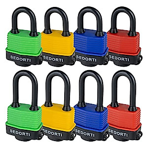 SEDORTI Colored Waterproof Padlocks, Heavy Duty Laminated Steel Lock ...