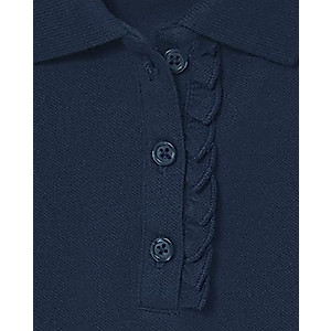 The Children's Place girls Short Sleeve Ruffle Pique Polo Shirt, Tidal/White 4 Pack, Medium US