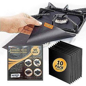 Stove Burner Covers - Gas Stove Protector, Stove top Range Protectors, Set Top Burner Covers Black, Non Stick Reusable, Stove Cover, Easy to Clean, Double Thickness