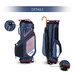 Golf Stand Bag for Men Navy 14 Way Divider Golf Bags, 6LB Lightweight Portable Walking/Riding Bags with Dust Cover, Strap (Blue)