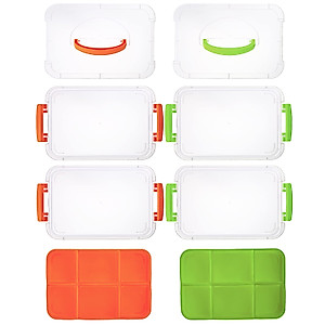 Yesland 3 Layer Stack & Carry Box Set of 2, Small Plastic Dividing Storage Box with Removable Tray Arts and Crafts Organizer Storage Container Portable Sewing Box for Sewing