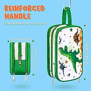 Dinosaur Toiletry Bag - Travel Toiletry Bag for Boys Kids Christmas Birthday Gift Toiletries Makeup Cosmetic Pouch Camping Traveling Toiletry Case Water-resistant Wash Bag Dopp Kit with Mesh Pocket