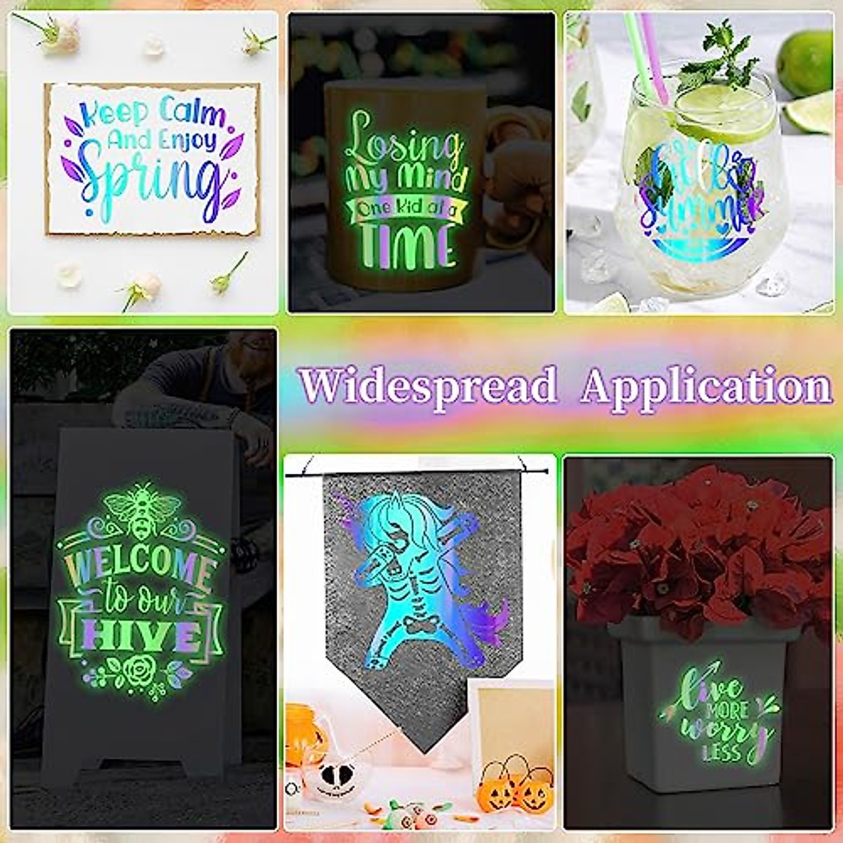 VINYL FROG Glow in The Dark Opal Adhesive Vinyl, 12" x6ft Opal White Iridescent Craft Vinyl Green Luminous Fluorescent Holographic Vinyl for Decals, Cars, Bikes, Motorcycles, Helmets, Mailbox