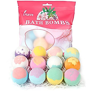 iHave Bath Bombs for Women, 12 Small Bath Bomb Bubble Bath Set Spa Gifts for Women, Natural Handmade Bath Bombs Rich in Essential Oils, Romantic Gifts for Her