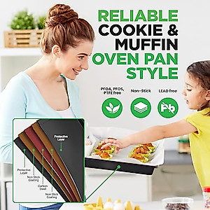 NutriChef 10-Piece Non-Stick Baking Pans Set - Deluxe Carbon Steel Bakeware Set w/ Cookie Sheets, Muffin Pan, Roasting Pan, Cake Pan, Baking Tray, Pizza Pan - Nonstick & Dishwasher Safe, Black