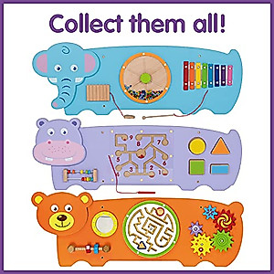 SPARK & WOW Elephant Activity Wall Panel - 18m+ - Toddler Activity Center - Wall-Mounted Toy - Busy Board Decor for Bedrooms, Daycares and Play Areas