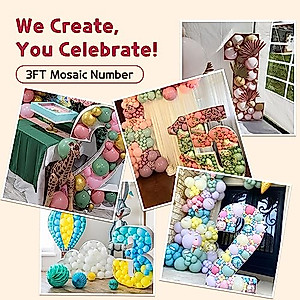 imprsv 3FT Mosaic Numbers for Balloons, Balloon Mosaic Number Frame, Marquee Number 1, One Balloon for First Birthday, 1st Birthday Decorations, First Anniversary Decor, Large Cardboard Numbers