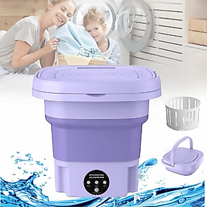 Mini Washing Machine Foldable, Large Capacity Dormitory Washing Machine with 3 Levels Timing for kids, Portable Washer Machine with Detachable Drain Basket, Mini Laundry Machine for Clothes, Socks