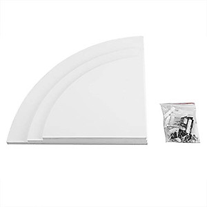 Corner Mounting Shelf, 3 pcs Sector Shape Wall Mounted Shelves Set White Finish Floating Corner Bookcase Rustic Wood Storage Shelves Decor for Living Room Bedroom Bathroom Plant Photo Frame Toys