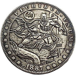 MKIOPNM Coin Collection Commemorative Coin 1887 Radio Batman Superman Brass Old Silver Memorial Put Magic Copper Coins Memorial Coin