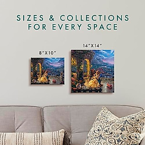 Thomas Kinkade Disney Beauty and the Beast Dancing in the Moonlight Gallery Wrapped Canvas Art | Frameless Wall Art Decor | Certificate of Authenticity Included, 14" x 14"