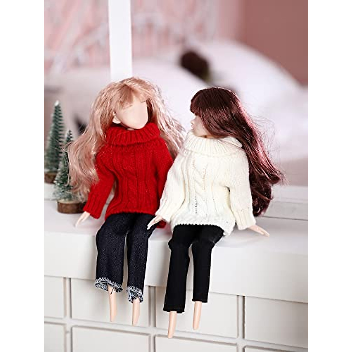 Bencailor 8 Pieces Doll Clothes 11.5 Inch Girl Doll Accessories Cotton Denim Pant Regular Outfit Energetic Doll Clothing Set (Stylish Style)