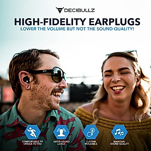 Decibullz Custom Molded High Fidelity Earplugs for Concerts, Musicians, and Noise Sensitivity
