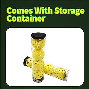 PickleStar LED Light Up Pickleball Balls, USAPA Standard Outdoor 40 Holes Yellow PickleBalls with Green Light 4 Pack LED Light Up Pickle Balls, Batteries Included…