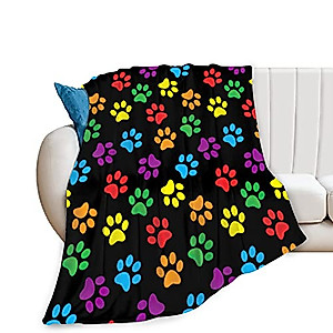 Blanket Colorful Dog Paw Print Blankets Fleece Throw Blanket Ultra Soft Flannel Bed Blanket Warm Fuzzy Plush Blanket 50"X40"